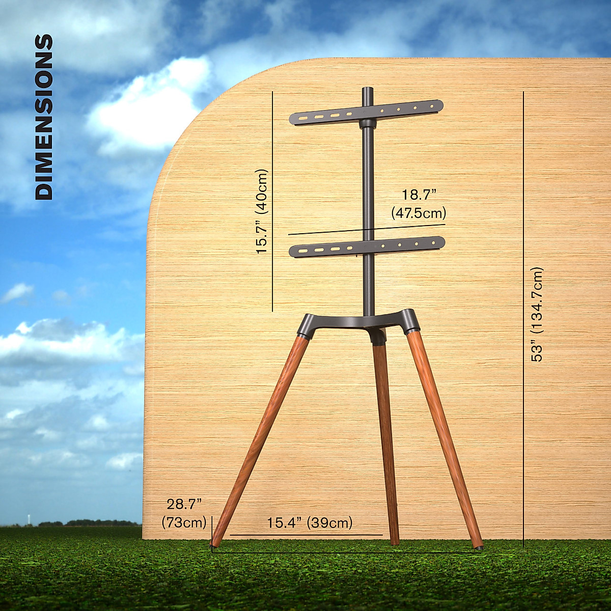 ProMounts Modern TV Floor Stand, Universal TV Mount with 90° Swivel, Corner TV Easel with Tripod Base for 47-72 Inches, LED LCD OLED Flat and Curved Screens