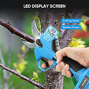40mm Electric Pruning Shears, Seesii Cordless Tree Pruner Heavy Duty w/ 2.0Ah Rechargeable Battery & Replacement Blade,Power Display,6-8 Working Hours,Power Pruner for Branch Flowering Brushes