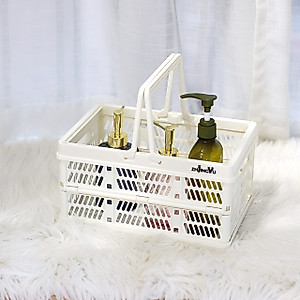 ZHJINGYU crates for storage,plastic baskets for organizing,collapsible shopping basket,foldable crate with Handles,collapsible storage crate,car basket,for Kitchen,Bathroom,Medicine (White, S)