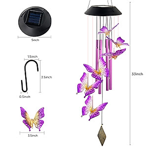 Solar Butterfly Bell Wind Chime Outdoor, 2023 Mother's granden Gifts，Solar Light for All mom/Women/Grandma/Daughter/Aunt/Friend/Wife/Sister,Gardening Decoration Gift, for Yard,Patio