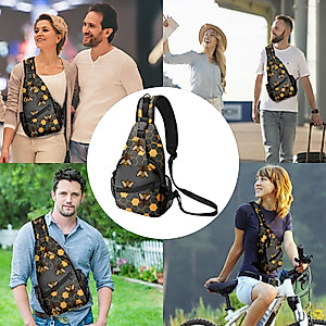 FyLybois Honeycomb Bee Sling Bag Crossbody Travel Hiking Bags Mini Chest Backpack Casual Shoulder Daypack for Women Men with Strap Lightweight Outdoor Sport Climbing Runners