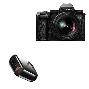 BoxWave Charger Compatible with Panasonic Lumix S5II (DC-S5M2) - PowerDisplay PD Wall Charger (18W) for Panasonic Lumix S5II (DC-S5M2) - Jet Black