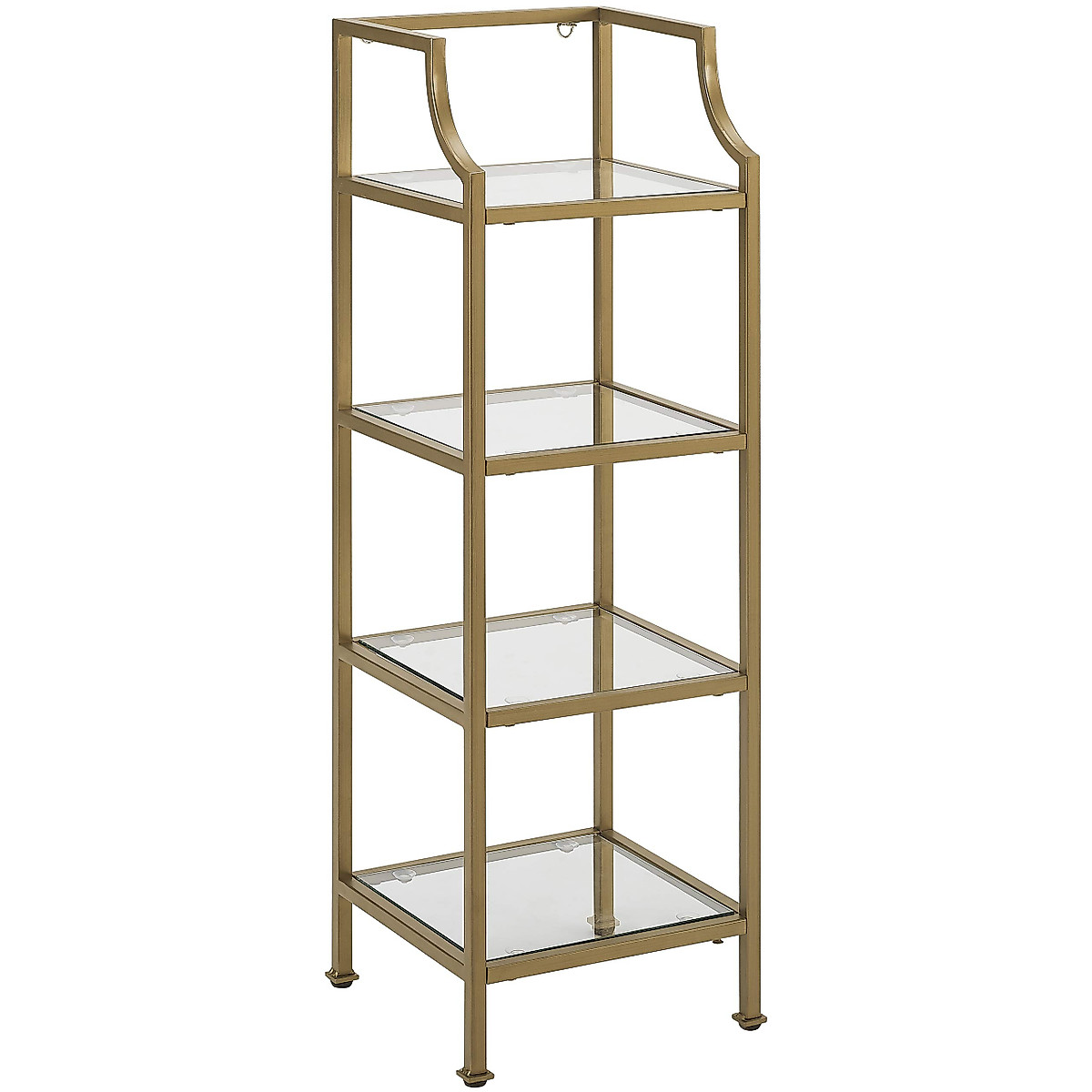 Crosley Furniture Aimee Short Bookshelf with Glass Shelves, Small Bookcase Storage, Gold and Glass