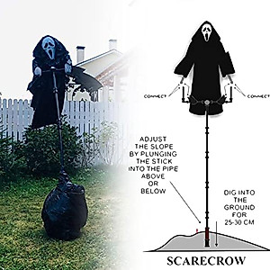 Halloween Ghostface Scream Scarecrow, Screaming Ghost Hanging Ghostface Scarecrow Detachable Pole Garden Ghostface Decoration for Outdoor Festive Atmospheres Horror Props