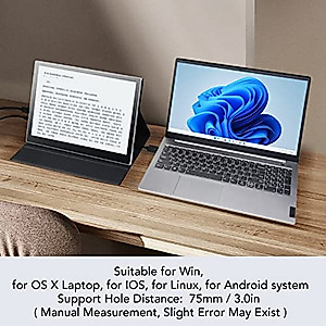 Aqur2020 EPaper Monitor, Support VESA Interface Multiple Modes 100-240V Tempered Glass Wide Angle 13.3 Inch Ink Screen 1600x1200 for PC (US Plug)