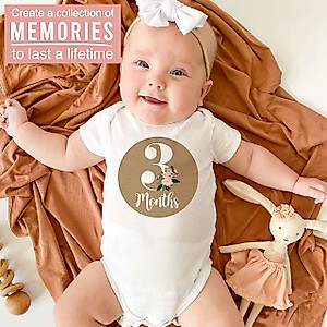 16 Monthly Baby Milestone Stickers Girl - Rustic Baby Monthly Milestone Stickers for Baby Girl, Milestone Baby Monthly Stickers, Baby Month Stickers for Baby Photo Props, Monthly Baby Stickers Girl