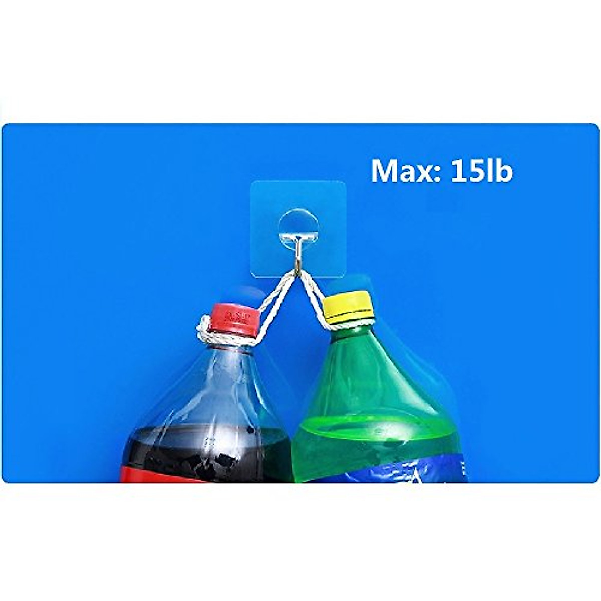 JOEONE Sticky Wall Hooks (Max: 15LB) - Powerful No Scratch Nail Free Transparent Reusable Wall Hooks for Towel Bathrobe Hats Clothes, Kitchen and Bathroom - Waterproof and Oilproof (10 Pack)