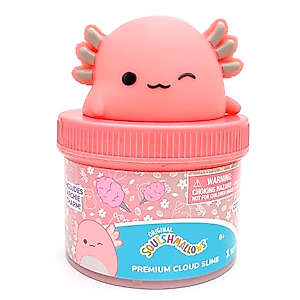 Original Squishmallows Archie The Axolotl Premium Cloud Slime, 8 oz. Fluffy Slime, Cotton Candy Scented, 3 Fun Slime Add Ins, Pre-Made Slime for Kids, Great 6 Year Old Toys, Super Soft Sludge Toy