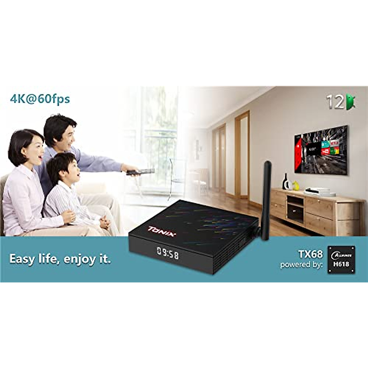 Android 12.0 TV Box,TX68 4GB RAM 32GB ROM H618 Quad-Core 64bit CPU Support WiFi6 Dual 2.4G/5.8G WiFi Ethernet BT5.0 4K 6K HDR10 Ultra HD Smart Home Player Tanix Set Top Box