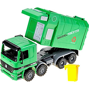 14” Large Garbage Truck Toy Big Construction Vehicle Toy Friction Powered Oversized Pretend Toy Gifts Toy for Toddlers Boy Toys Age 5-6 Years Old
