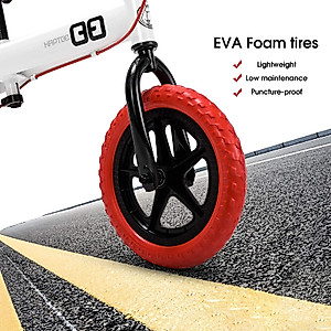 HAPTOO Balance Bike 12'' for 3-7 Years Old, Toddler Balance Bike with Adjustable Seat and Handlebar, Best Birthday Gift for Boys and Girls (White)