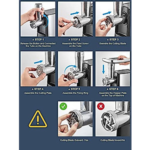 Electric Meat Grinder, Heavy Duty Meat Mincer, Sausage Stuffer Maker, Food Grinder with Sausage & Kubbe Kit, 2 Grinder Plates, Stainless Steel (Black)