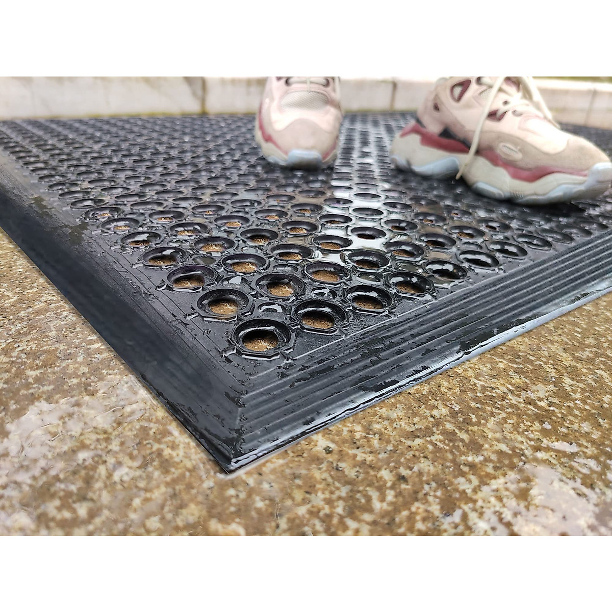 Uniboho Outdoor Rubber Floor Mats Anti Slip Restaurant Mat Commercial Kitchen Mat Rubber Drainage Mat 60 x 35 Heavy Duty Mat for Garage Garden Indoor Outside Industral Pool Entrance Bar Wet Area