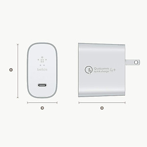 Belkin Boost Charge 27W Quick Charge 4+ Home Charger with 4ft/1.2m USB-C to USB-C Cable