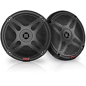 Pyle 6.5 Inch Dual Marine Speakers - Waterproof and Bluetooth Compatible 2-Way Coaxial Range Amplified Audio Stereo Sound System with Wireless RF Streaming and 600 Watt Power-1 Pair-PLMRF65MB (Black)
