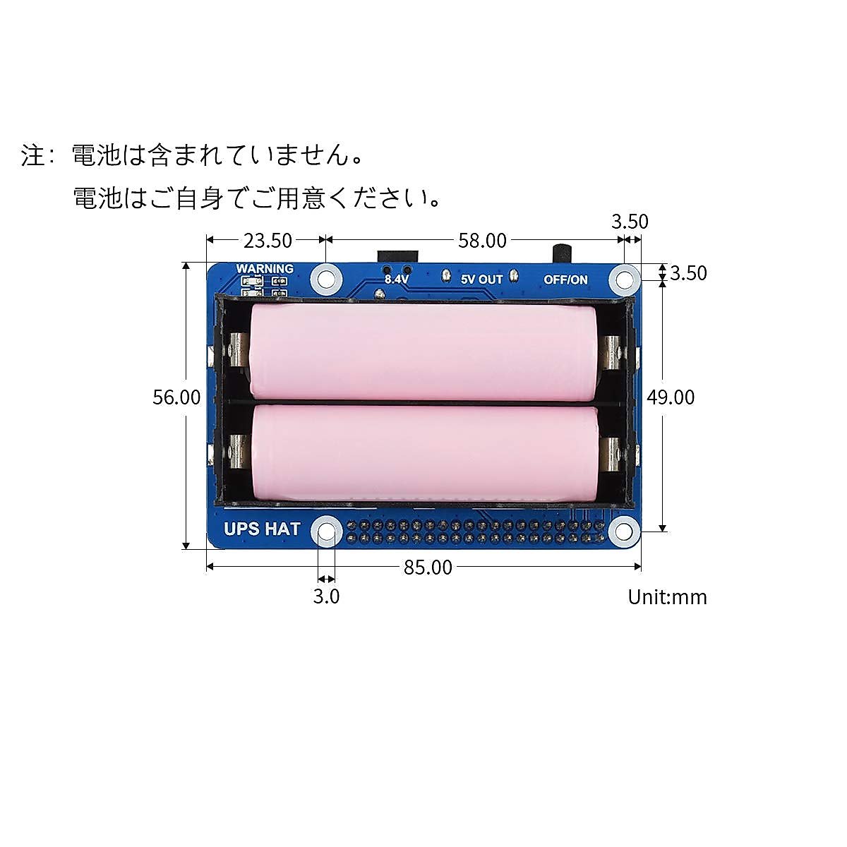 5V Uninterruptible Power Supply UPS Module HAT Adapter Starter Kit for RPI Raspberry Pi 3B Plus 4 4B 3 Model B+ 2GB 4GB 8GB（Without Battery）