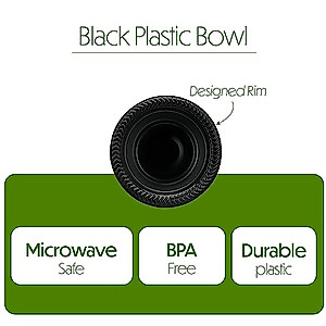 PLASTICPRO 100 PCS Black Plastic Bowls Light Weight 5 oz Small Plastic Soup Bowls Black Salad Dessert Plates Disposable for Party and Wedding