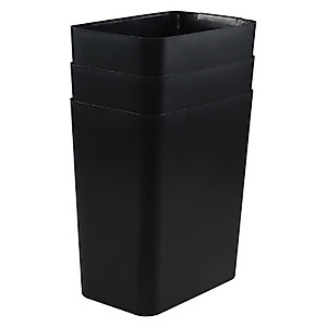 Aninhao 3 Pack Open Top Plastic Trash Can Waste Basket, 4.5 Gallon/16 L Slim Kitchen Office Garbage Can, Black