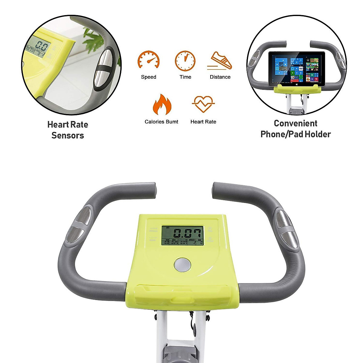 leikefitness Folding Exercise Bike 2200(YELLOW) and Adjustable Ab Trainer 9300(GREEN) Bundle