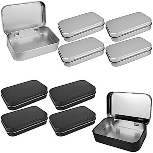 QIANCAIWANG 2 Pack Metal Box, Rectangular Tins Box Containers, Storage Box, Small Box with Lids for Tobacco, Cigarettes, Candy, Jewelry (Black)