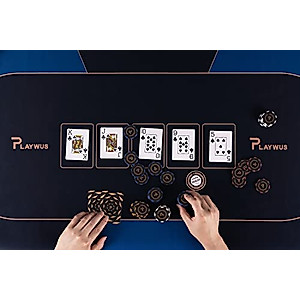 PLAYWUS Clay Poker Chips Set, Professional Poker Set with 300 Pcs 13 Gram Blank Chips, Cards, and Dice, Poker Set Aluminum Alloy Case for Texas Holdem, Blackjack Gambling