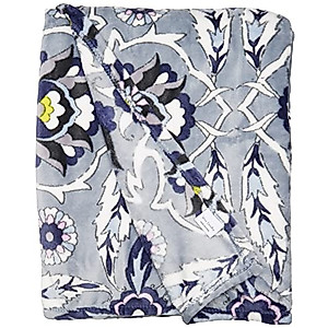 Vera Bradley Women's Oversized Fleece Plush Throw Blanket, Plaza Tile, King