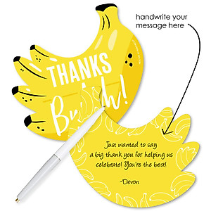 Big Dot of Happiness Let's Go Bananas - Shaped Tropical Party Thank You Note Cards with Envelopes - Set of 12