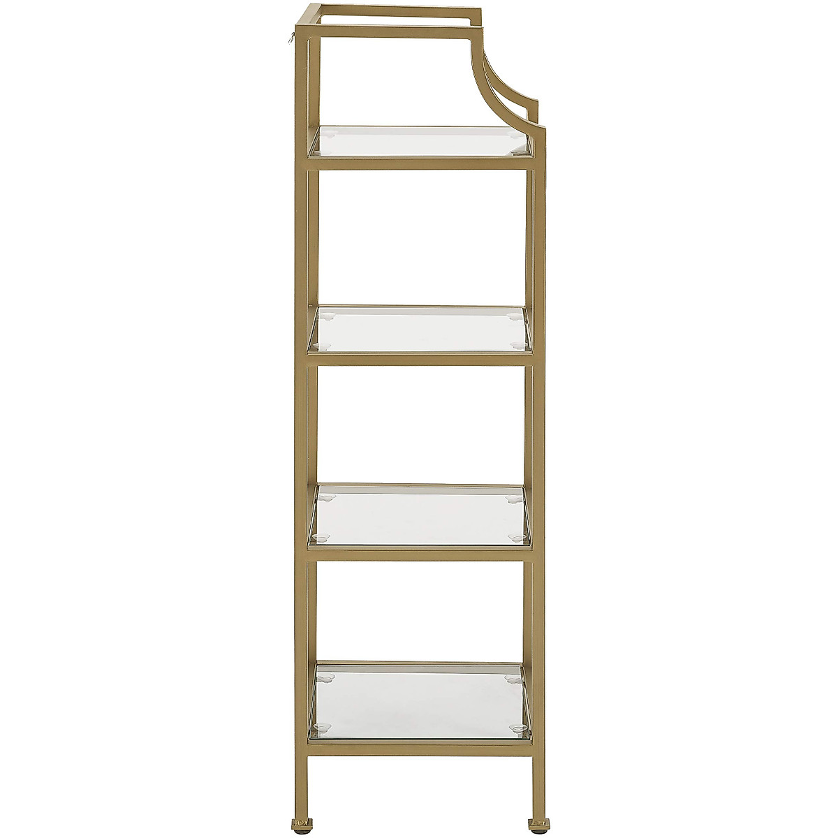 Crosley Furniture Aimee Short Bookshelf with Glass Shelves, Small Bookcase Storage, Gold and Glass
