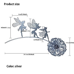 BLUWTE Garden Fairy Decoration Stake Fairy Dancing with Dandelion Metal Fairy Stick Garden Miniature Sculptures Lawn Landscape Sculpture Decoration (B)