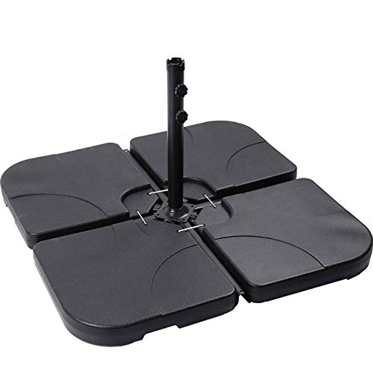 Sunnyglade 4PCS 176LB Square Shaped Water Or Sand Filled Umbrella Base Cantilever Offset Patio Market Umbrella Base Stand with U Locking (Black)