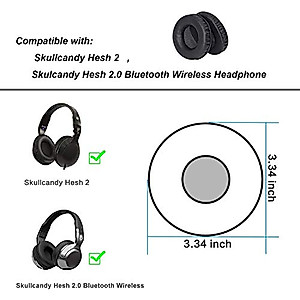 Alitutumao Ear Pad Replacement Earpads Ear Cushion Ear Cover Compatible with Skullcandy Hesh Hesh 2 Hesh2 Hesh 2.0 Wireless Headphones Black