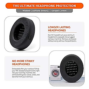 Large WC SweatZ Protective Headphone Ear Covers Made by WC | Fits Beats Studio 3 & 2 (Does Not Fit Beats Solo) / Bose QC35 & 35II / Bose 700 & More | Sweatproof & Easily Washable | Large, Black