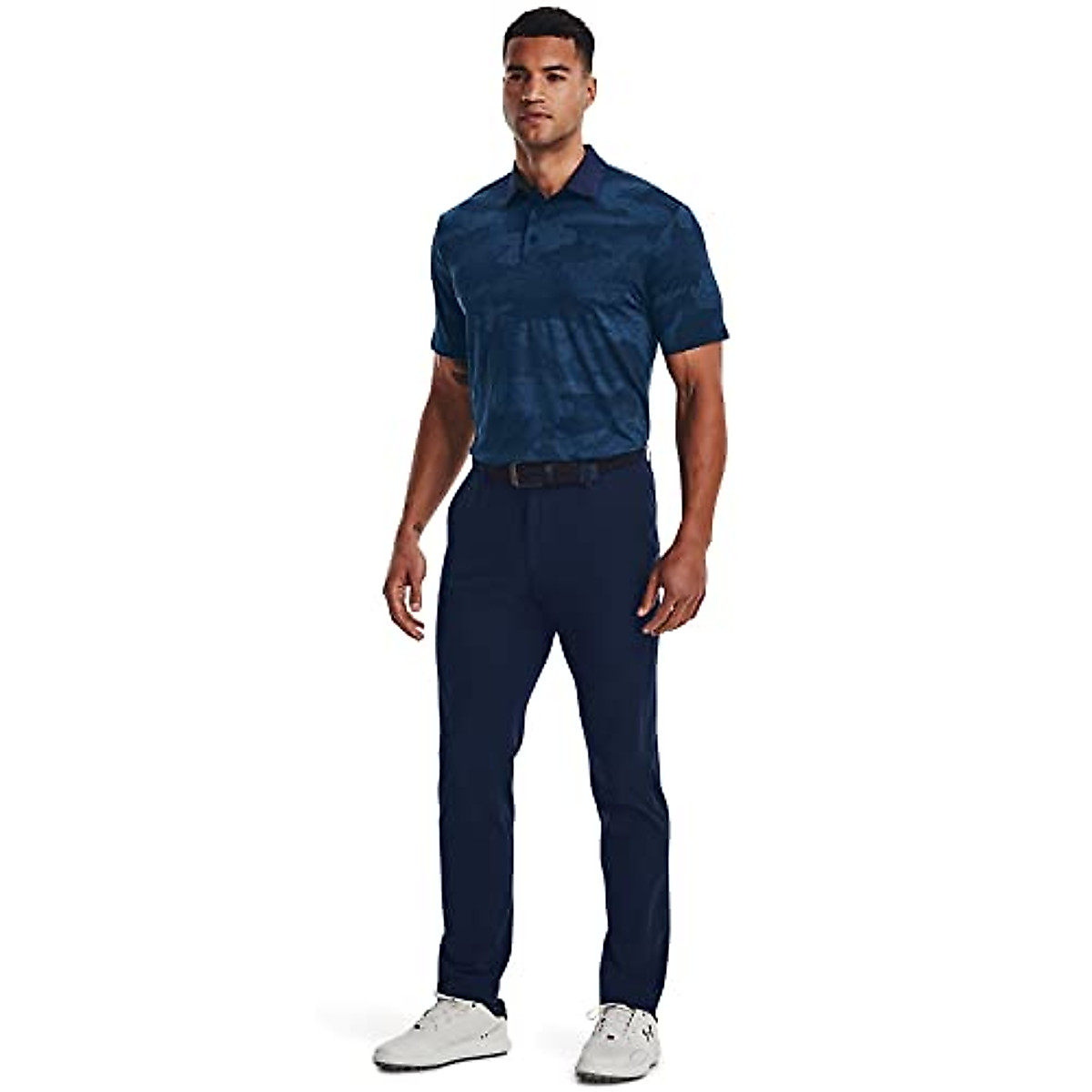 Under Armour Men's Standard Playoff 2.0 Short Sleeve Jacquard Polo, (408) Academy/Petrol Blue/Academy, Medium