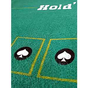 Cyber-Deals Craps & Texas Hold'em Poker Layout 2-Sided Reversible Premium Felt 6ft x 3ft with Authentic Las VegasNevada Casino Table-Played Dice & Cards, Plus Storage Pouch (Las Vegas Only)