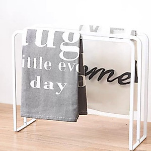 Kitchen Countertop Dishcloth Drying Rack Towel Storage Stand, Freestanding Design Iron Dishcloth Towel Holder for Home Kitchen (White) (White)