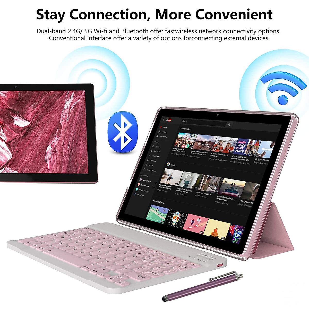 RUIQIAI Tablets 2024 Newest 2 in 1 Tablet with Keyboard, 10 inch Tablet Android 11, 6GB+128GB/512GB Expand, 2.4G/5G Wi-Fi 6, 6000mAh, 1280 * 800 IPS, Dual Camera，GMS Tablet with Case