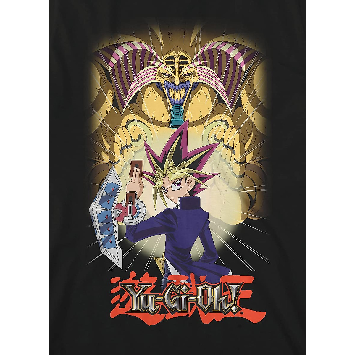 Yu-Gi-Oh Yami Yugi and Exodia Crew Neck Short Sleeve Boys' Black T-Shirt-Large