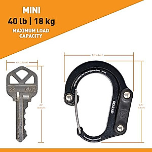 GEAR AID HEROCLIP Carabiner Clip and Hook (Mini) for Travel, Luggage, Purse and Small Bags, Blue Steel