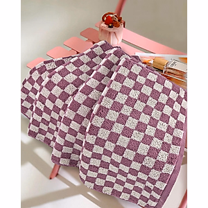 Jacquotha Pink Hand Towels for Bathroom - Cute Checkered Hand Towel Set of 4, Super Soft, Absorbent, Decorative, Great Gift for Girls Women