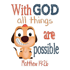 Lion King Christian Nursery Decor Set of 4 Unframed Prints Mufasa, Pumba, Simba and Timon with Bible Verses