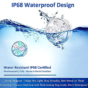 Pool Lights 2 Pack, Submersible LED Lights - Full Waterproof Underwater Pond Lights with Remote, Color Changing, Magnetic Bathtub Lights with Suction Cup Hot Tub Light for Pond Fountain Garden Party