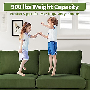 POUUIN 96" Corduroy Sectional Sofa Couch,L Shape Couches for Living Room,3 Seat Reversible Chaise Sofa Convertible Lounge Corner Sofa Living Room Furniture Set (Green)