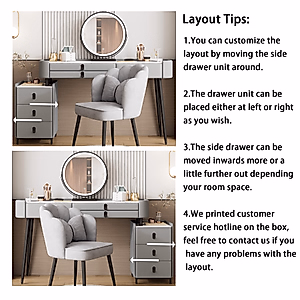 GruiGevi Luxury Vanity Desk, Vanity Table Made of Solid Wood, Features Modern Sintered Marble Top, Touch Screen HD Mirror, Vanity Set 6 Drawers