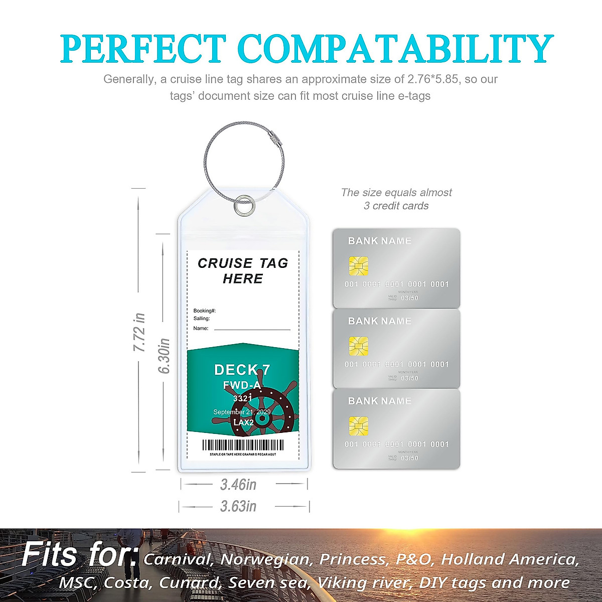 Cruise Ship Essentials for Carnival, Princess, NCL, MSC by JOLLYANTS, Cruise Luggage tag Holders Cruise Must Haves Waterproof & Reusable