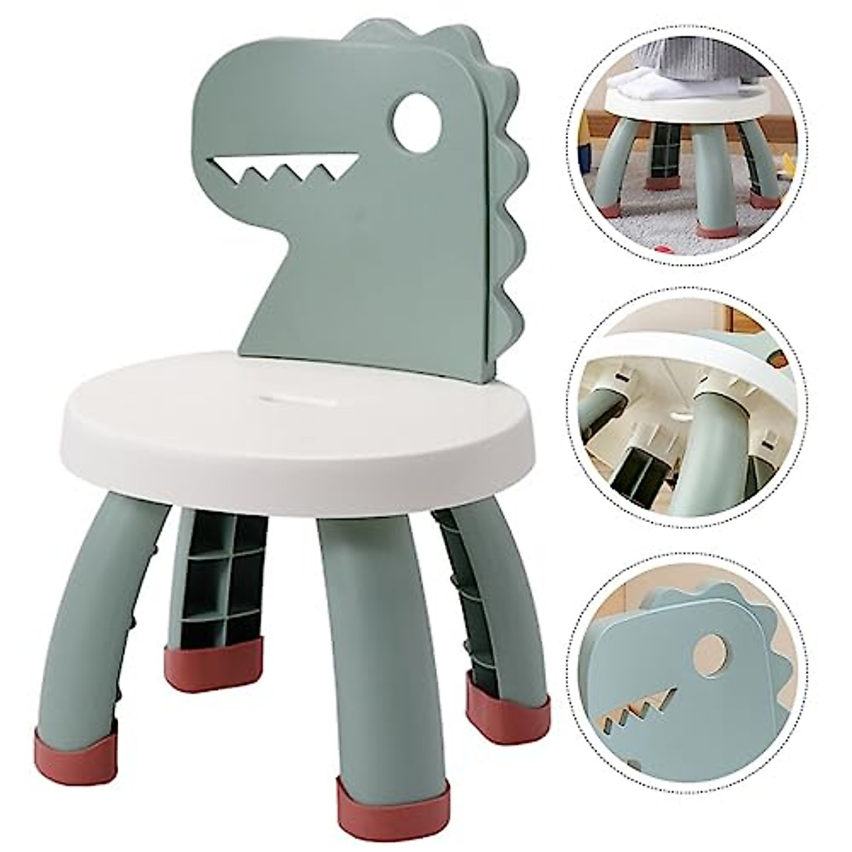 NOLITOY Bathroom Stool Toddler Chair Plastic Dinosaur Chair Cartoon Back Chair Toddlers Activity Chairs Step Stool Indoor Outdoor Kindergarten Use for Boys Girls Green Toilet Stool