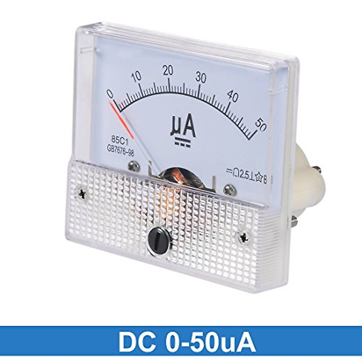 uxcell Analog Current Panel Meter DC 0-50uA 85C1 Ammeter 64x57x56mm for Circuit Testing Charging Battery Ampere Tester Gauge Pack of 1