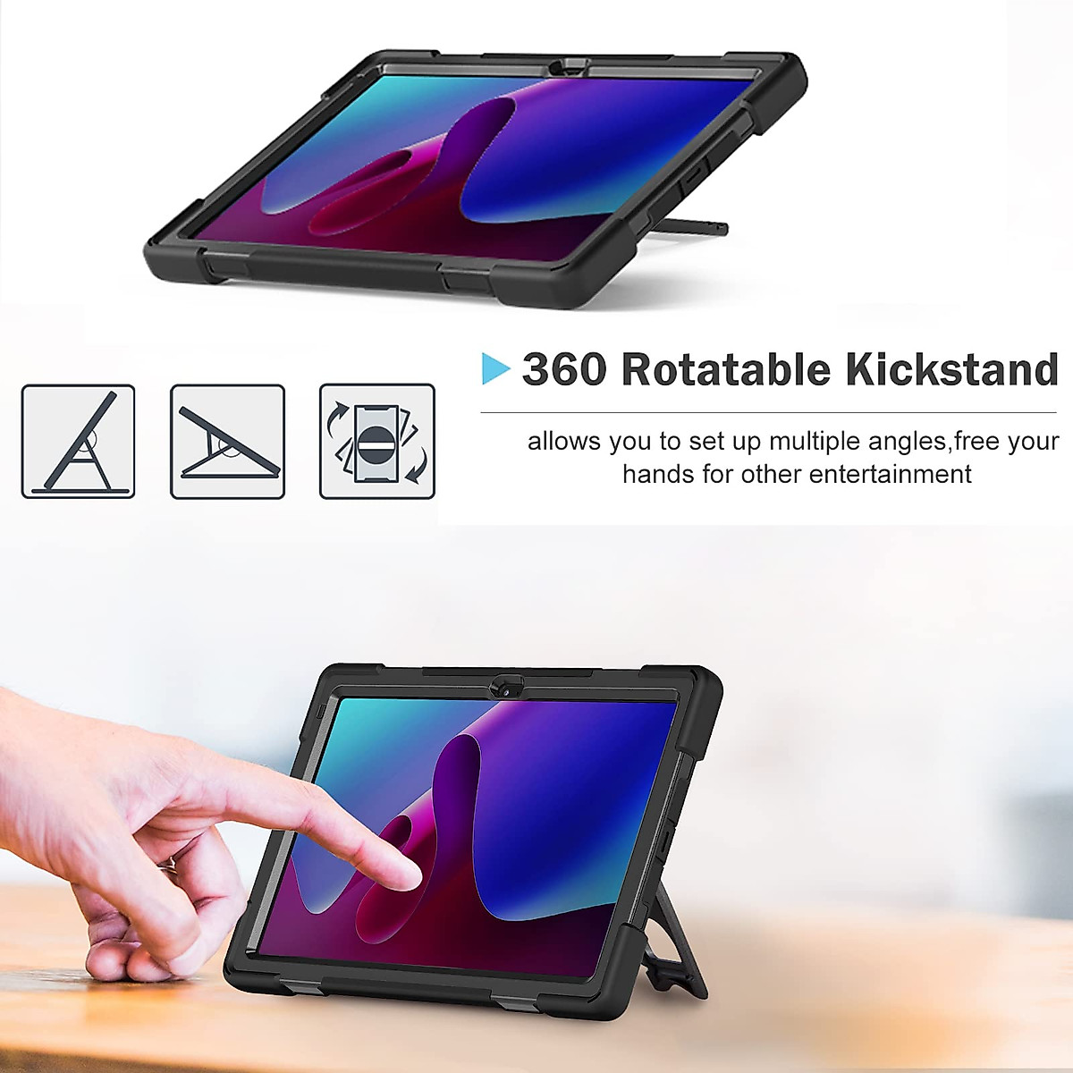 ProCase for Lenovo Tab P11 Pro 11.2" Gen 2 2022 (TB-132FU/TB-138FC) Case, Rugged Heavy Duty Shockproof Cover with Hand Strap Shoulder Strap for 11.2 inch Lenovo Tab P11 Pro 2nd Generation -Black