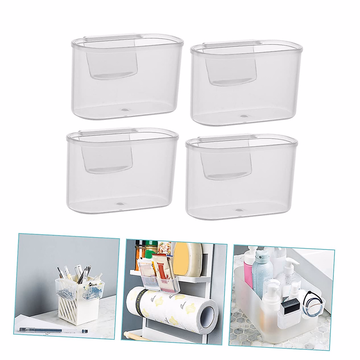 Zerodeko 4pcs Box Refrigerator Side Door Box airtight food storage container rack organizer tea bag container kitchen seasoning rack shelf bracket pallet organizer Office Supplies Hanging