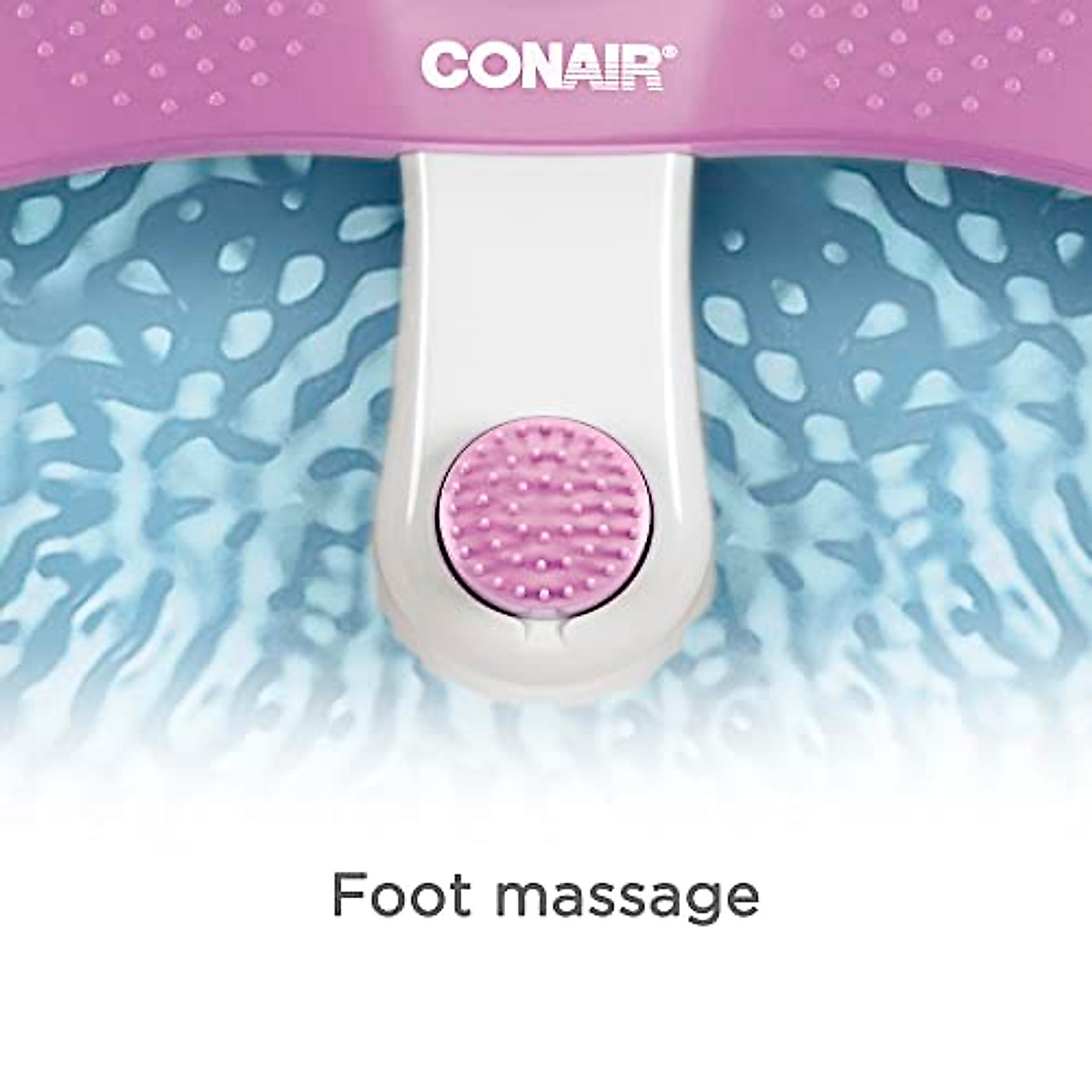Conair Soothing Pedicure Foot Spa Bath with Soothing Vibration Massage, Deep Basin Relaxing Foot Massager with Jets, Pink/White