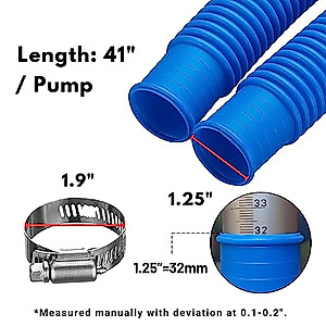 IDEASURE Pool Pump Replacement Hose, 1.25 x 41 Inch for compatible with Intex Filter Pump 607, 637 and 32mm Above Ground Pools include 6 Hose Clamps, Replace for compatible with Intex Hose
